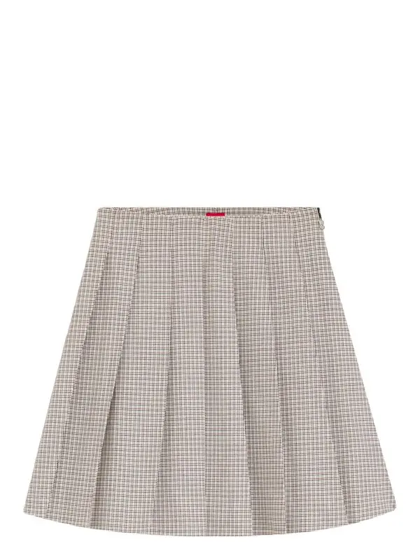 Hugo Pleated Micro Check Mini Skirt - Patterned