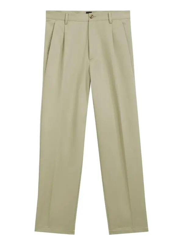 BOSS Relaxed-fit Cotton Twill Pants With Twin Front Pleats - Khaki