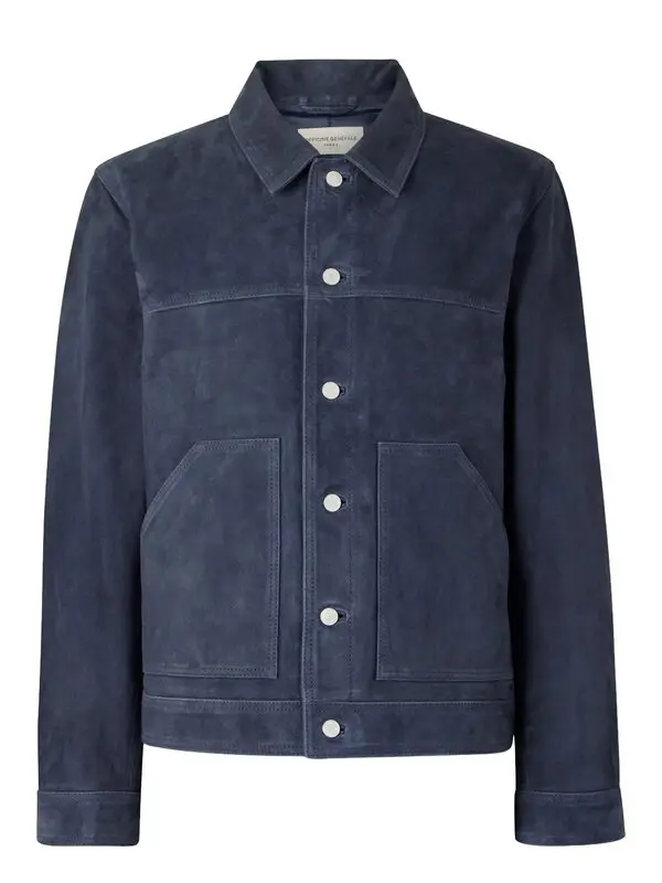 Officine Générale Loki Suede Trucker Jacket - Blue