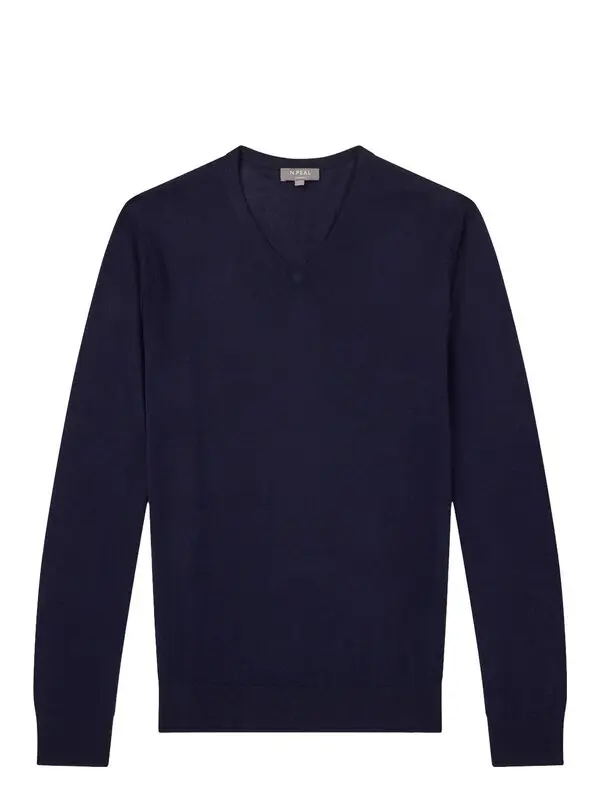 N.peal Conduit Cashmere And Silk-blend V-neck Sweater - Blue