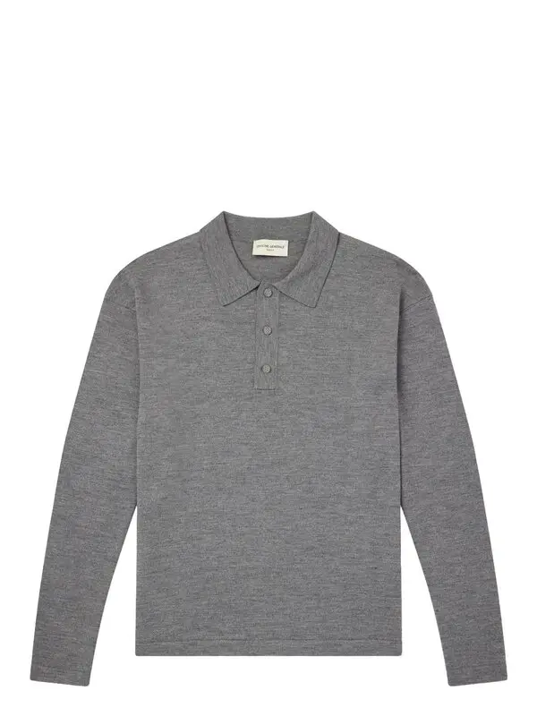 Officine Générale Bay Merino Wool Polo Shirt - Gray