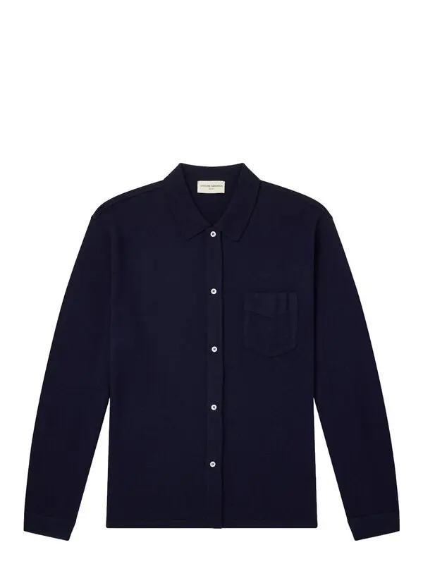 Officine Générale Gareth Wool And Cashmere Blend Cardigan - Blue