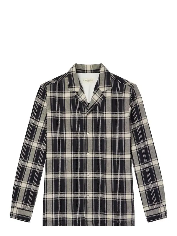 Officine Générale Eren Camp-collar Checked Cotton-blend Shirt - Blue