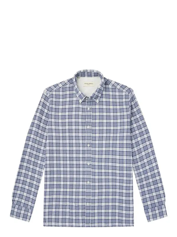 Officine Générale Arsene Checked Cotton-blend Shirt - Blue