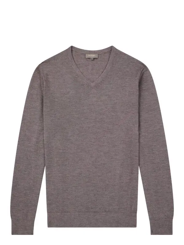 N.peal Conduit Cashmere And Silk-blend V-neck Sweater - Brown