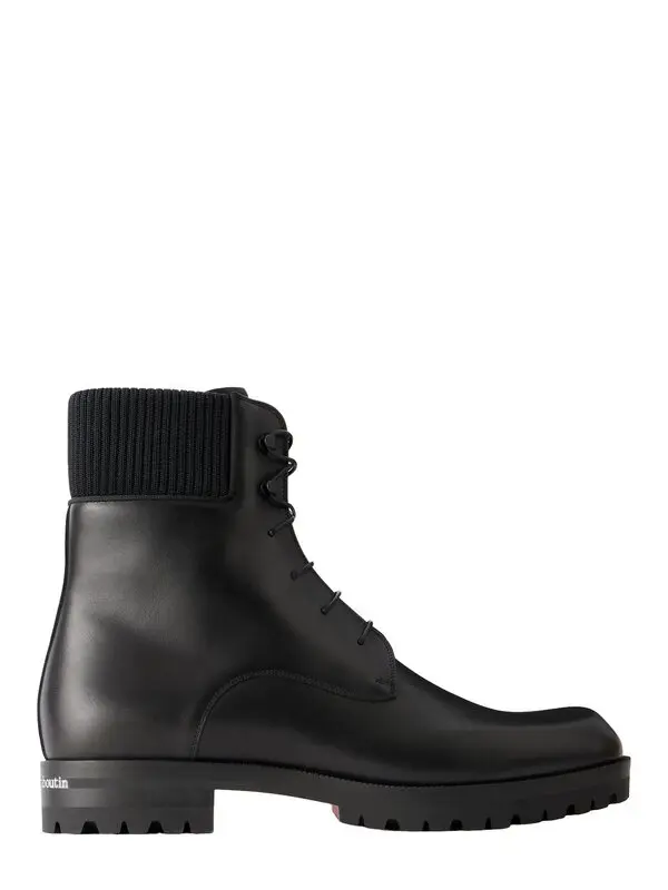 CHRISTIAN LOUBOUTIN Trapman Leather Lace-up Boots - Black