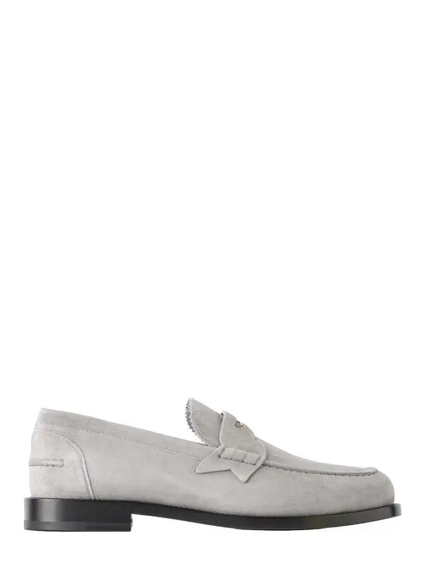 CHRISTIAN LOUBOUTIN The Plato Suede Loafers - Gray
