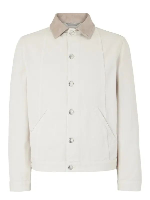 Brunello Cucinelli Leather-trimmed Denim Jacket - Neutrals