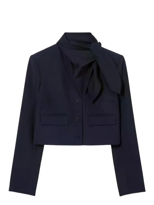 Claudie Pierlot Cropped Pussy-bow Blazer - Blue