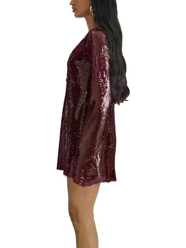 MOOS STUDIO Sequin-embellished Ring Detail Mini Dress - Red