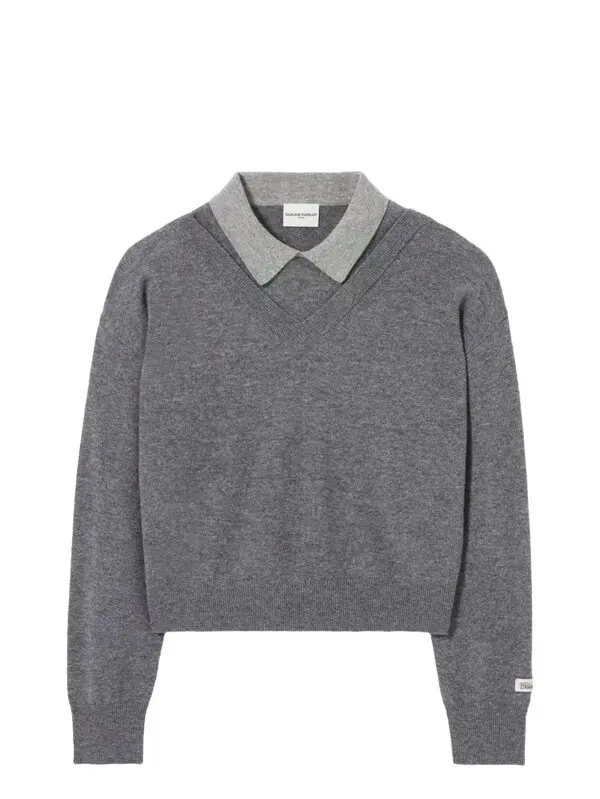 Claudie Pierlot Layered-effect V-neck Sweatshirt - Grey