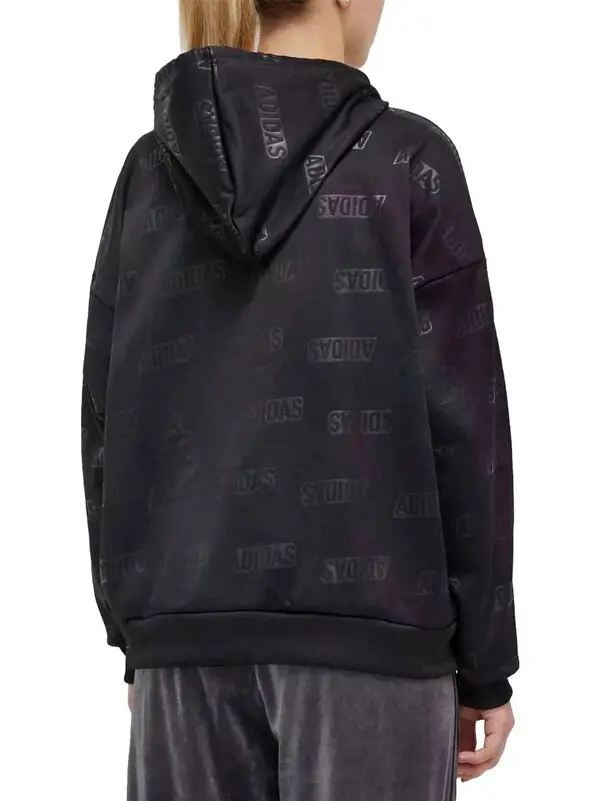 Adidas All-over Logo Print Hoodie - Black