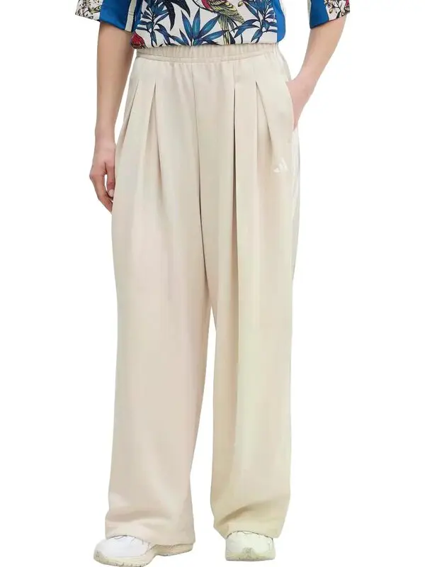 Adidas Pleated Trousers With Signature Stripes - Neutrals