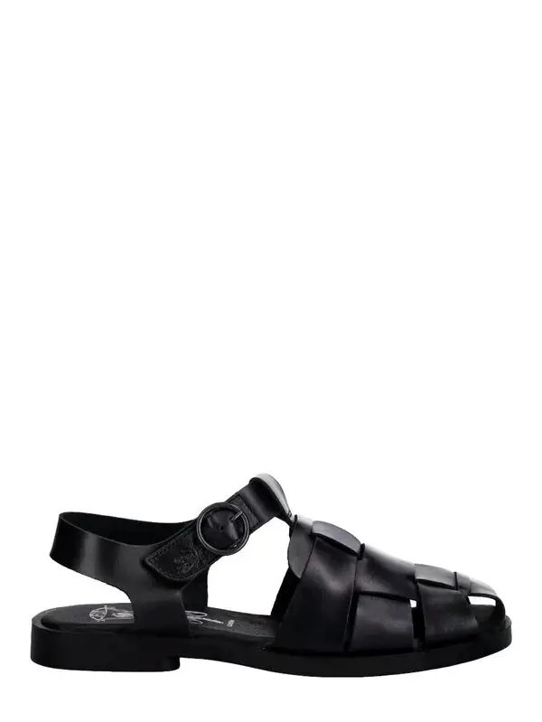 Fly London Interwoven Leather Sandals - Black