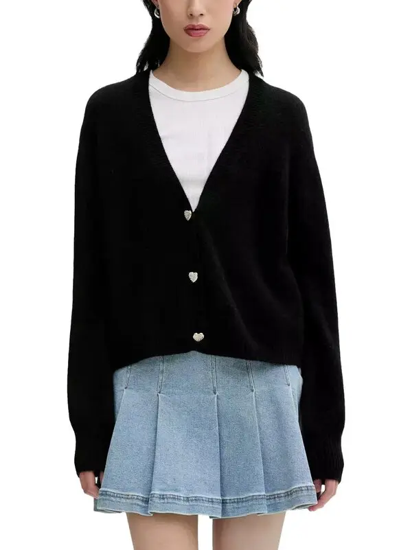From Future Heart-button Cardigan - Black