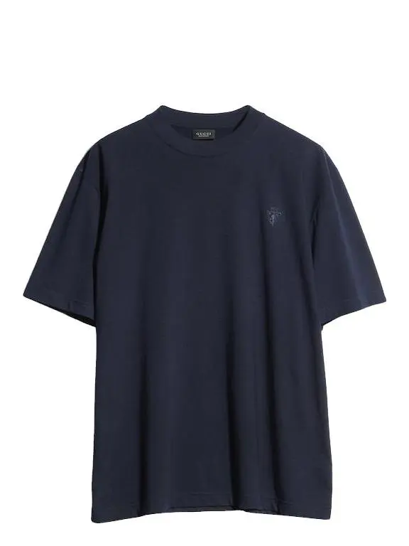 Gucci Cotton Silk Jersey T-shirt With Embroidery - Blue