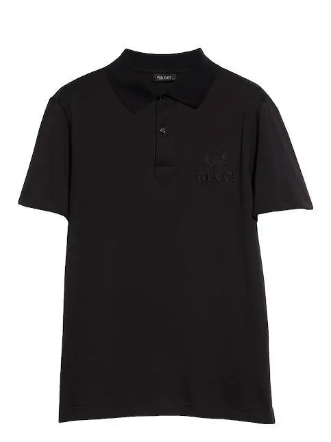 Gucci Cotton Jersey Polo Shirt With Embroidery - Black