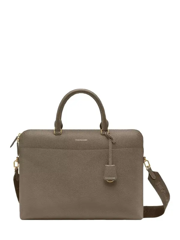 MAISON DE SABRE Full-grain Leather Laptop Bag - Grey