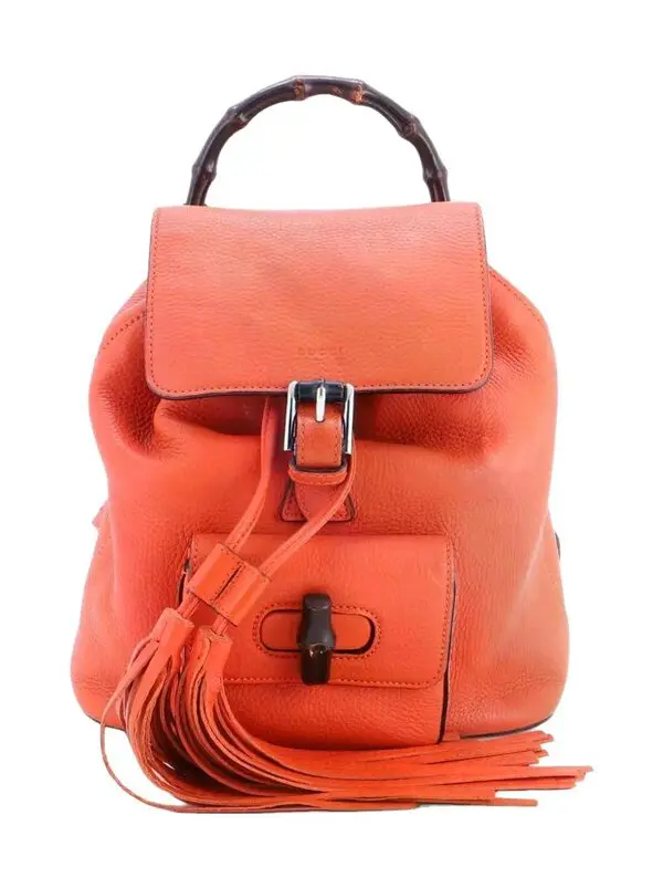 Gucci Bamboo Tassel Leather Mini Backpack - Orange