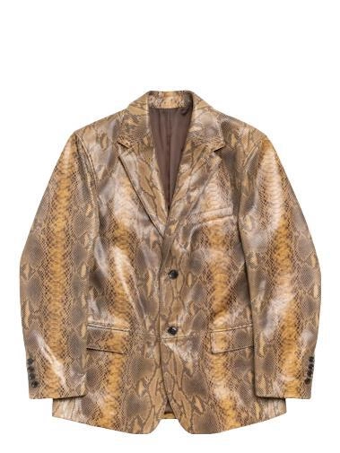 StÜssy Leather Blazer Jacket With Print - Snake