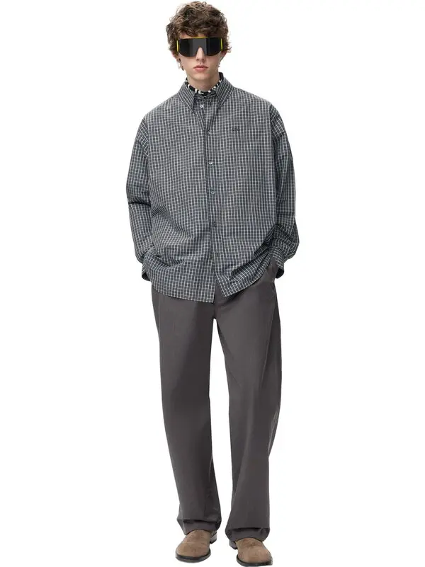 Loewe Drawstring Trousers In Cotton And Silk - Medium Grey