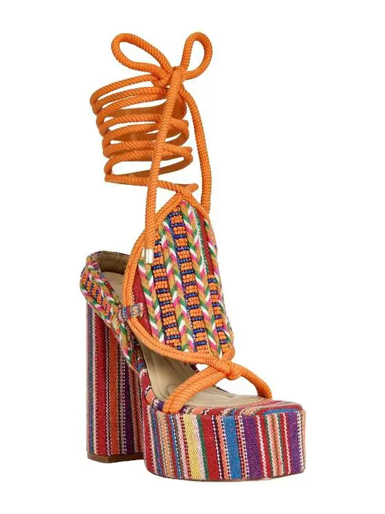 AZALEA WANG Kalina Platform Ankle Tie Sandal - Multi