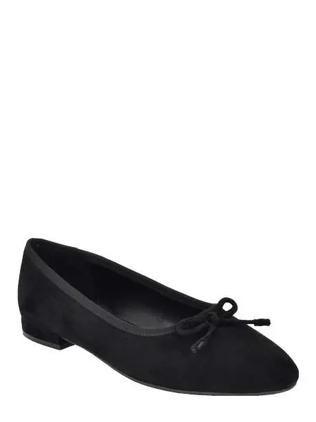 Calvin Klein Cyrie Suede Ballet Flats With Bow Detailing - Black