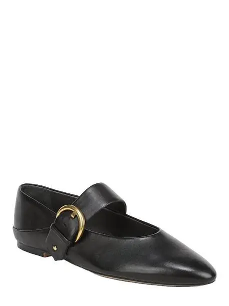 Franco Sarto Reeva Mary Jane Flat With Gold Tone Buckle - Black