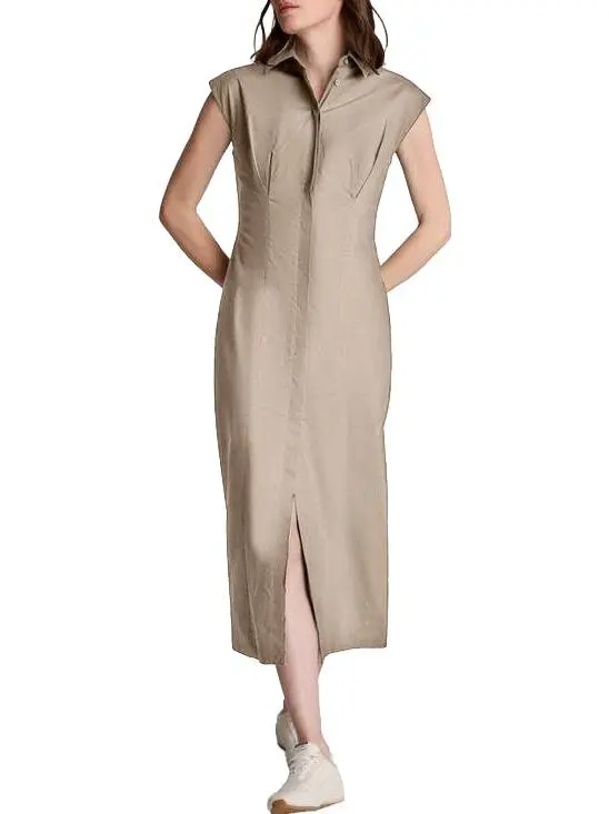KENNETH COLE Pleated Maxi Shirtdress - Burlap