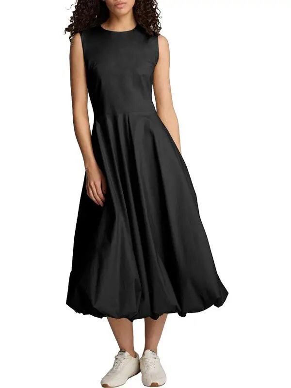 KENNETH COLE Sleeveless Bubble Hem Midi Dress - Black