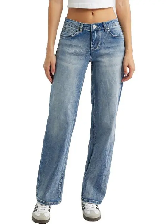 YMI Bella Star Pocket Wide Leg Jeans - Light Blue