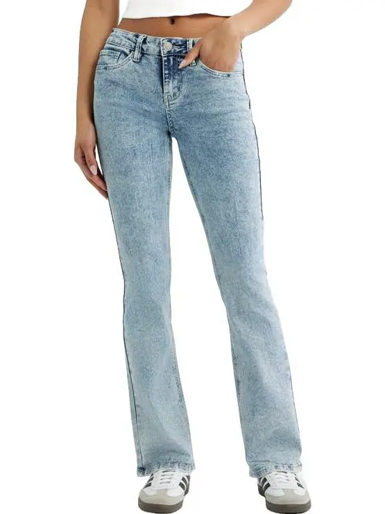 YMI Jessie Star Patch Mid Rise Bootcut Jeans - Light Blue