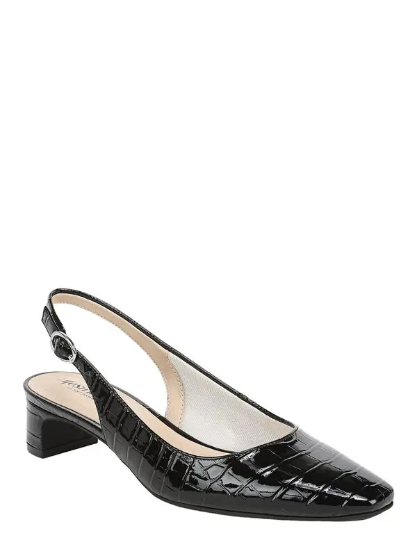 LIFESTRIDE Lorena Slingback Pumps With Croc-embossed Leather And Adjustable Strap - Black