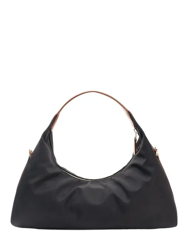 ELLEME Le Nylon Medium Hobo Bag With Leather Trimming - Black/cognac
