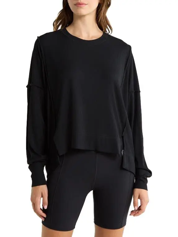 Free People All My Love Long Sleeve Rib T-shirt - Black