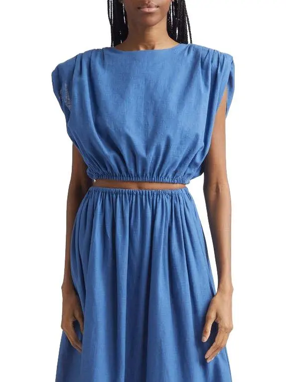 TOCCIN Sirelle Cap Sleeve Shirt - Ocean
