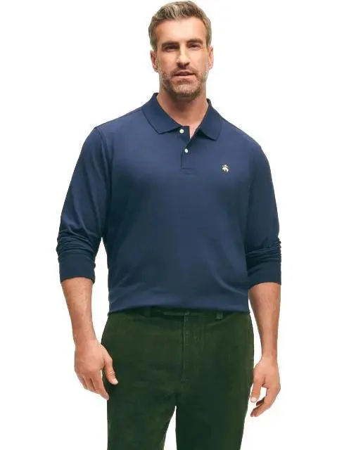 Brooks Brothers Golden Fleece Big & Tall Stretch Supima Long-sleeve Polo Shirt - Navy