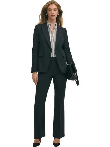 Brooks Brothers The Essentials Stretch Wool Flare Leg Trousers - Black
