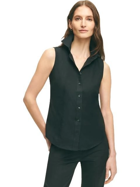 Brooks Brothers Fitted Non-iron Stretch Supima Cotton Sleeveless Dress Shirt - Black