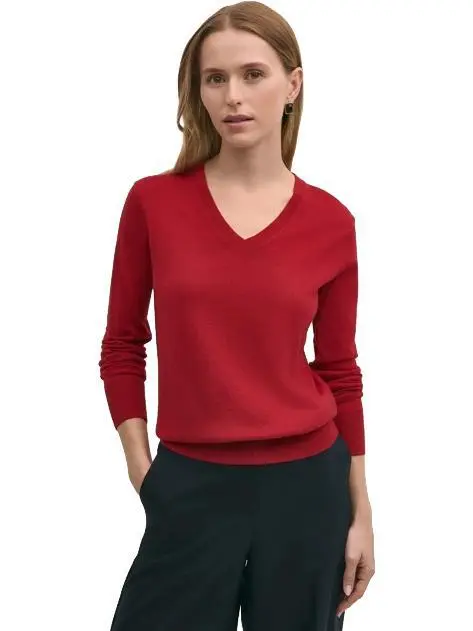 Brooks Brothers Ultimate Merino Wool V-neck Sweater - Red