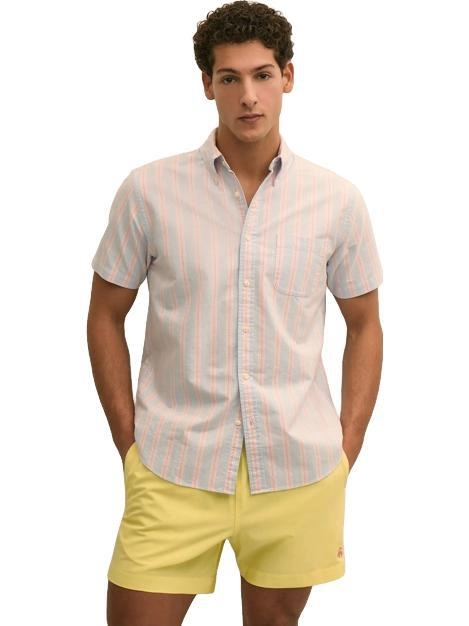 Brooks Brothers Friday Shirt, Short-sleeve Oxford Stripe - Hydrangea