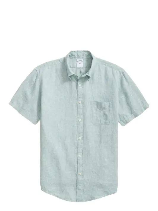 Brooks Brothers Irish Linen Short-sleeve Sport Shirt - Green