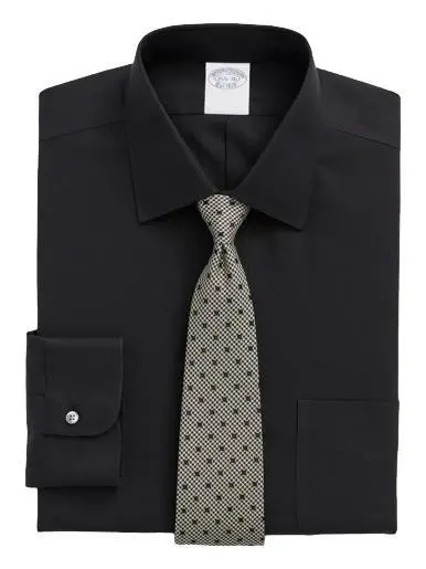 Brooks Brothers Stretch Supima Cotton Non-iron Pinpoint Oxford Ainsley Collar Dress Shirt - Black