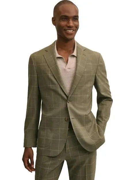 Brooks Brothers Explorer Collection Slim Fit Wool Windowpane Suit Jacket - Olive
