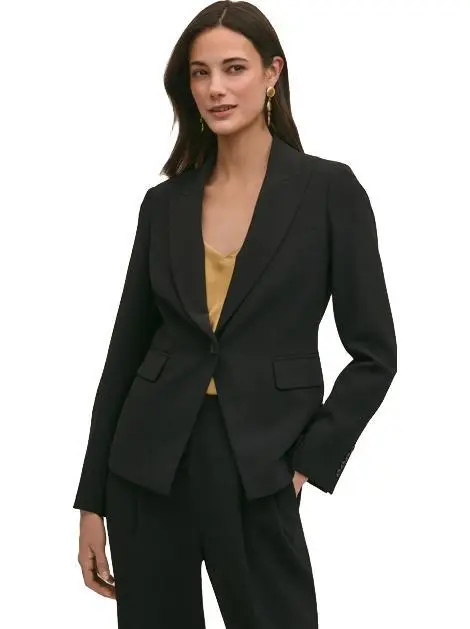 Brooks Brothers Single-breasted Peak Lapel Jacket In Fine Twill Stretch Crepe - Black