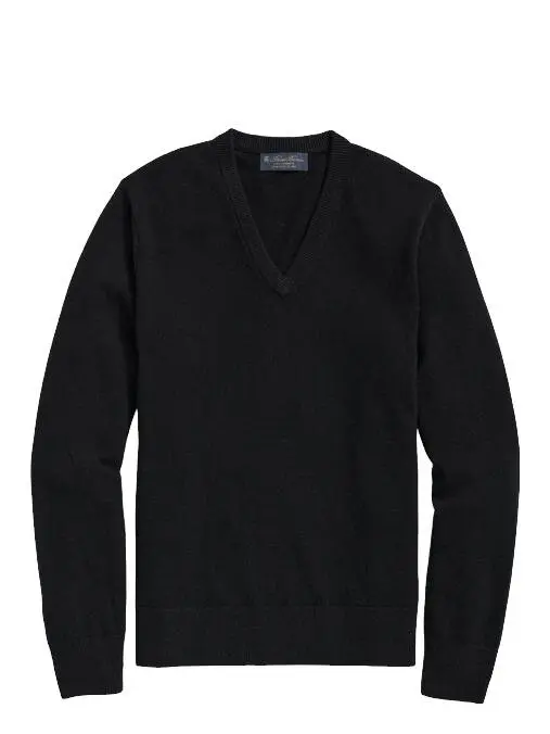 Brooks Brothers 3-ply Cashmere V-neck Sweater - Black