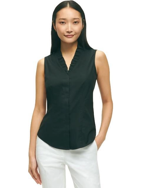 Brooks Brothers Fitted Non-iron Stretch Supima Cotton Ruffle Shirt - Black
