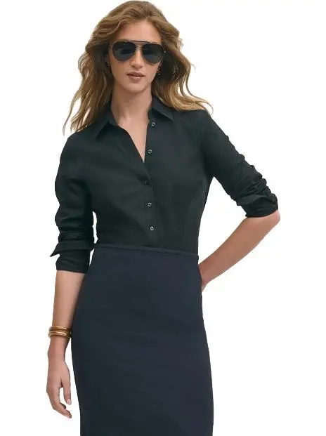Brooks Brothers Fitted Non-iron Stretch Supima Cotton Dress Shirt - Black