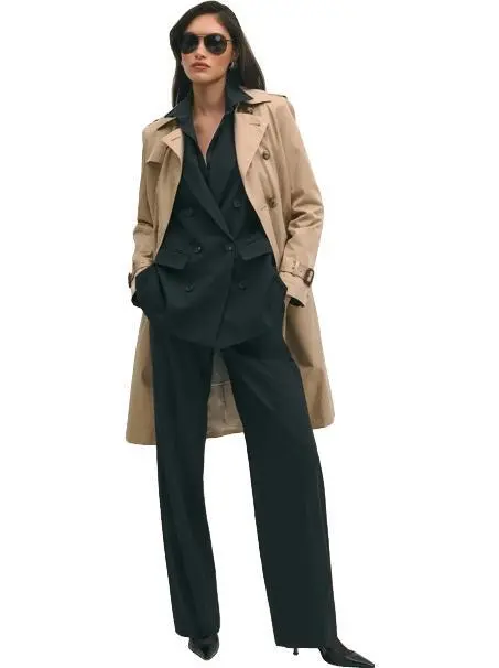 Brooks Brothers The Essentials Wide-leg Trousers In Wool Blend - Black