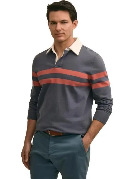 Brooks Brothers Cotton Classic Chest-stripe Rugby Shirt - Navy